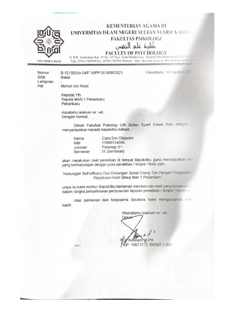 SURAT IZIN RISET | PDF