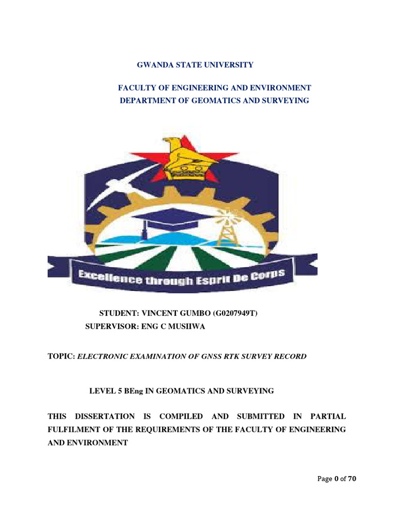 Vincent Gumbo G0207949T Electronic Examination of GNSS RKT Survey Record | PDF | Surveying | Net ...