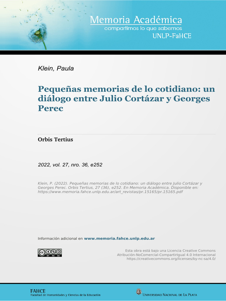 JC KLEIN 2022 Peque as Memorias de Lo Cotidiano Un Di Logo Entre Julio ...