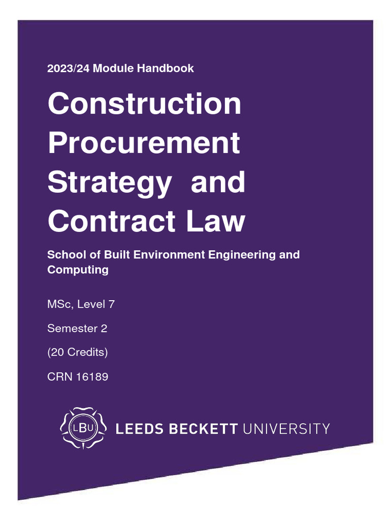2024 Module Handbook Construction Handbook Procurement Stratgey and ...