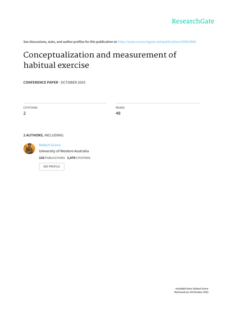 Conceptualization and Measurement of Habitual Exercise | PDF | Habits ...