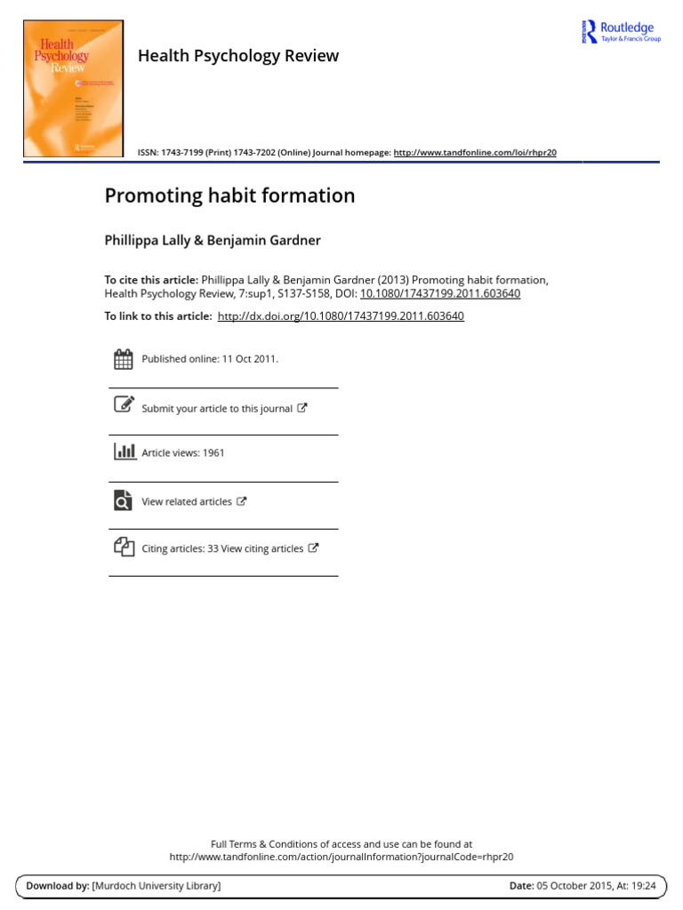 Promoting Habit Formation | PDF | Habits | Behavior