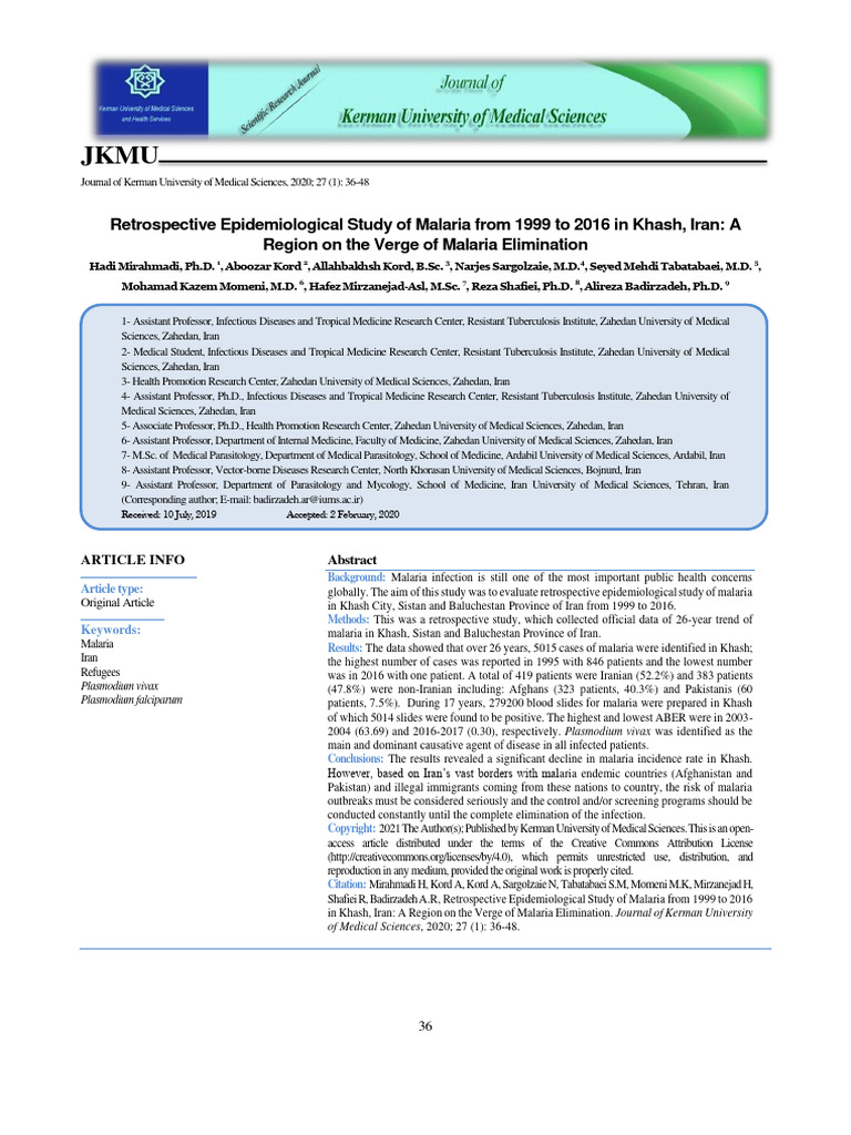 Retrospective Epidemiological Study | PDF | Malaria | Infection