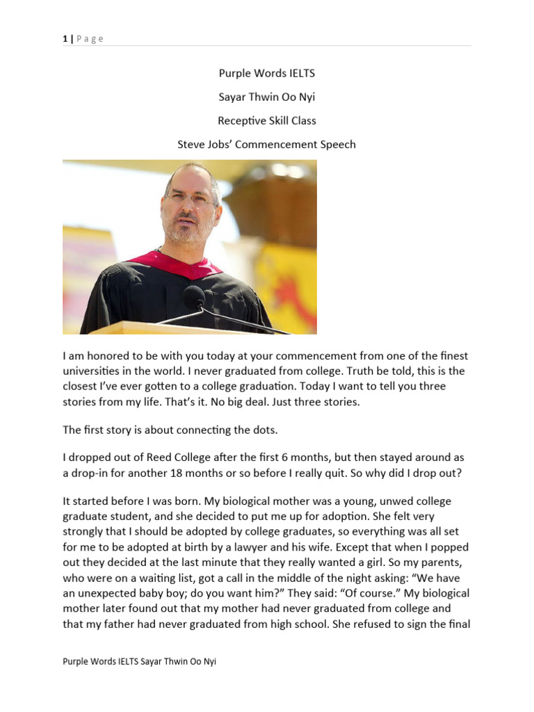 Steve Jobs Commencement Speech | PDF | Typography | Typefaces