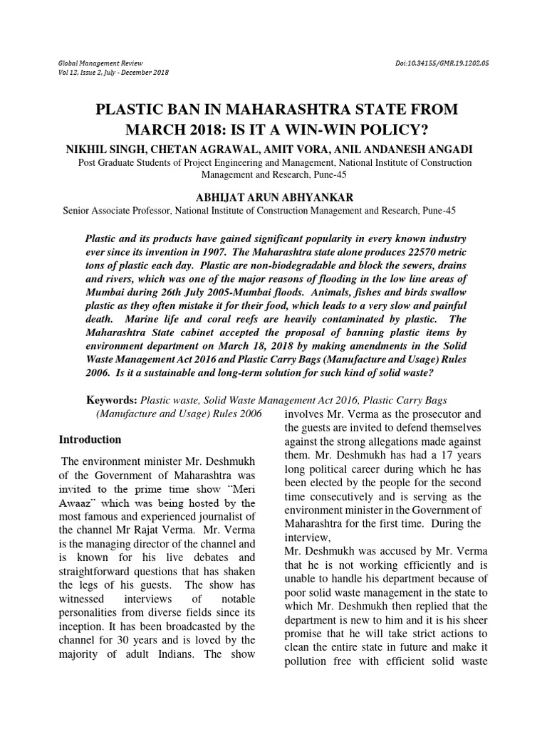 Maharashtra's Plastic Ban Analysis | PDF | Storm Drain | Plastic