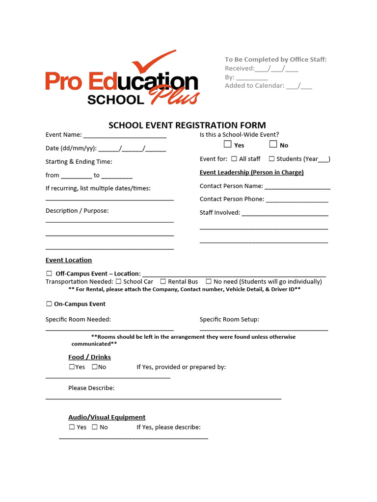 School Event Registration Form | PDF | Transport | Vehicles