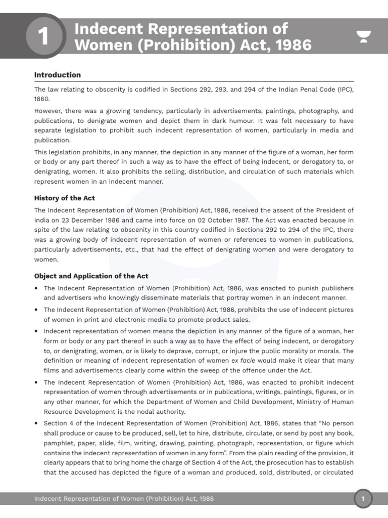 Indecent Representation of Women | PDF | Obscenity | Search Warrant