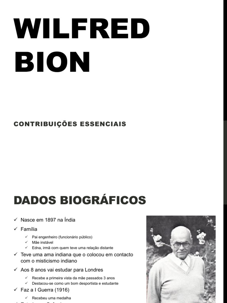 Contribuições de Wilfred Bion à Psicanálise | PDF | Pensamento | Psicologia