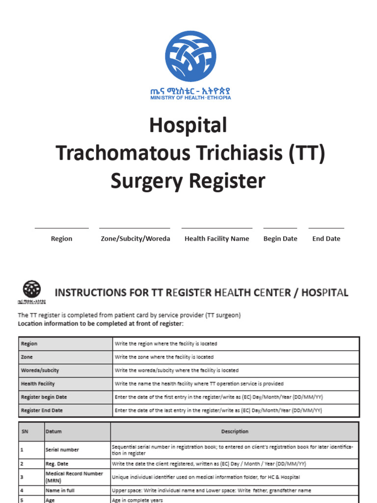 TT Surgery Register_A4 | PDF | Epidemiology | Immunodeficiency