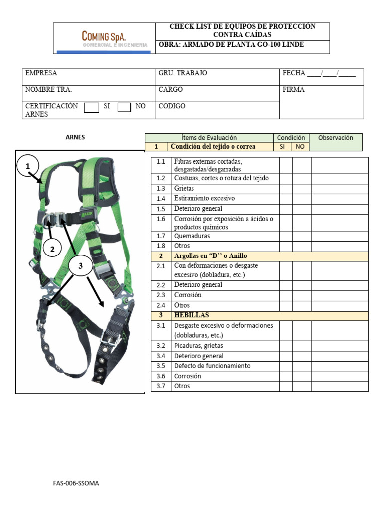 Formato Inspección Arnes de Seguridad | PDF