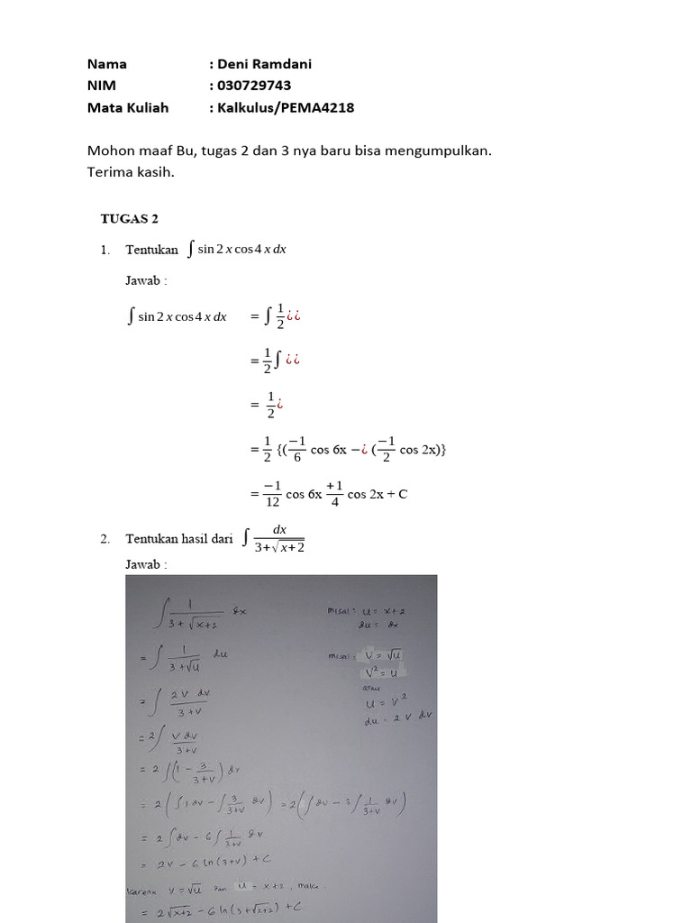 Tugas 2 Dan 3 Kalkulus 2 | PDF