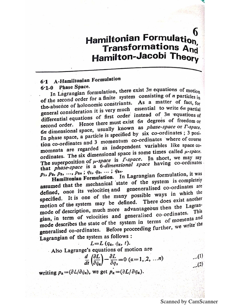 Hamiltonian - Formation, - Transformations | PDF