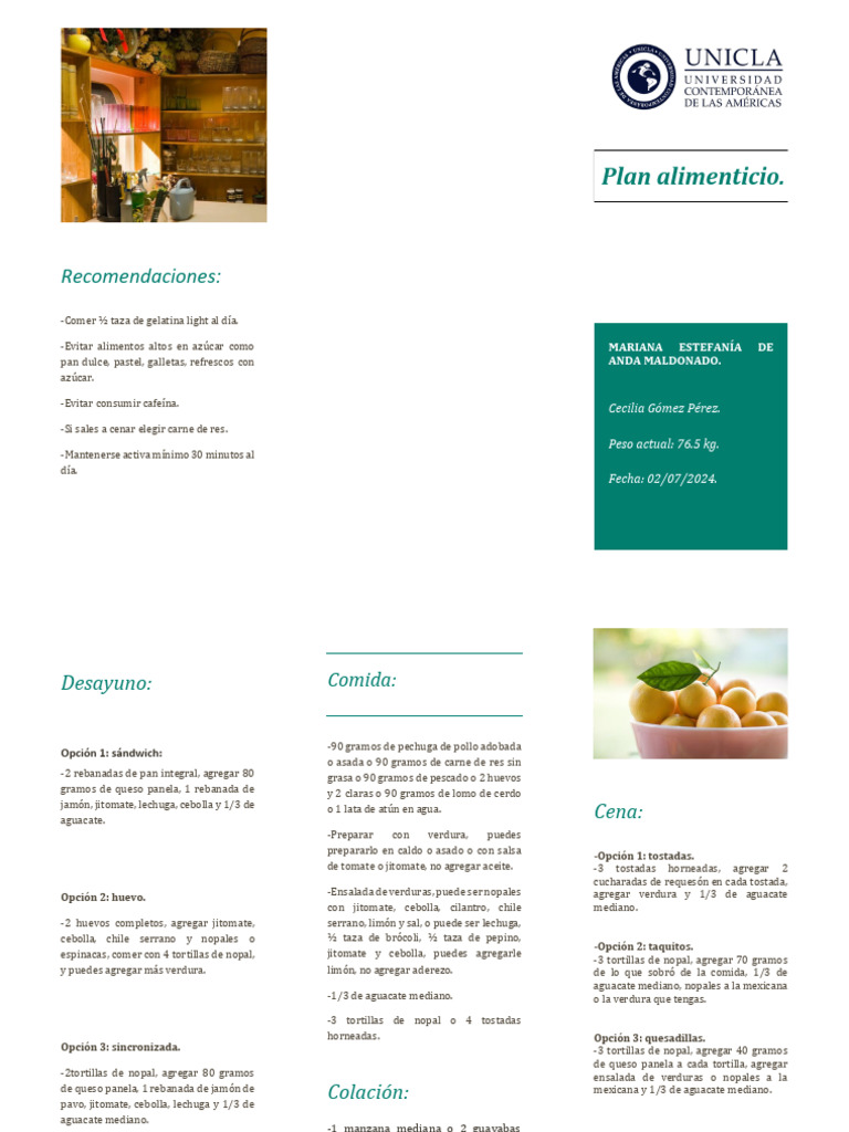 Plan Alimenticio | PDF | Cocina de las Americas | Comida y bebida
