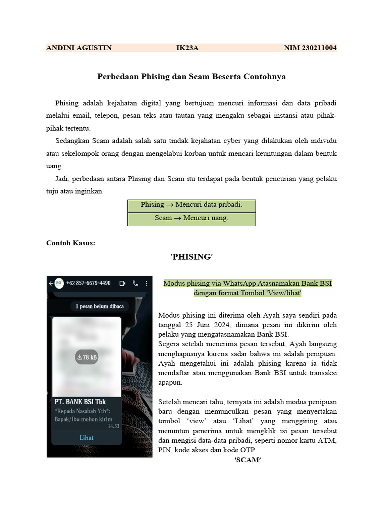 Perbedaan Phising dan Scam | PDF | Komputer