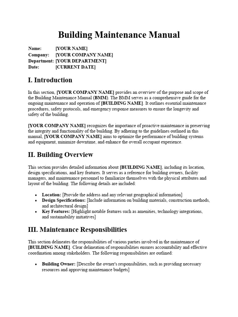 Building Maintenance Manual | PDF | Records Management | Hazards