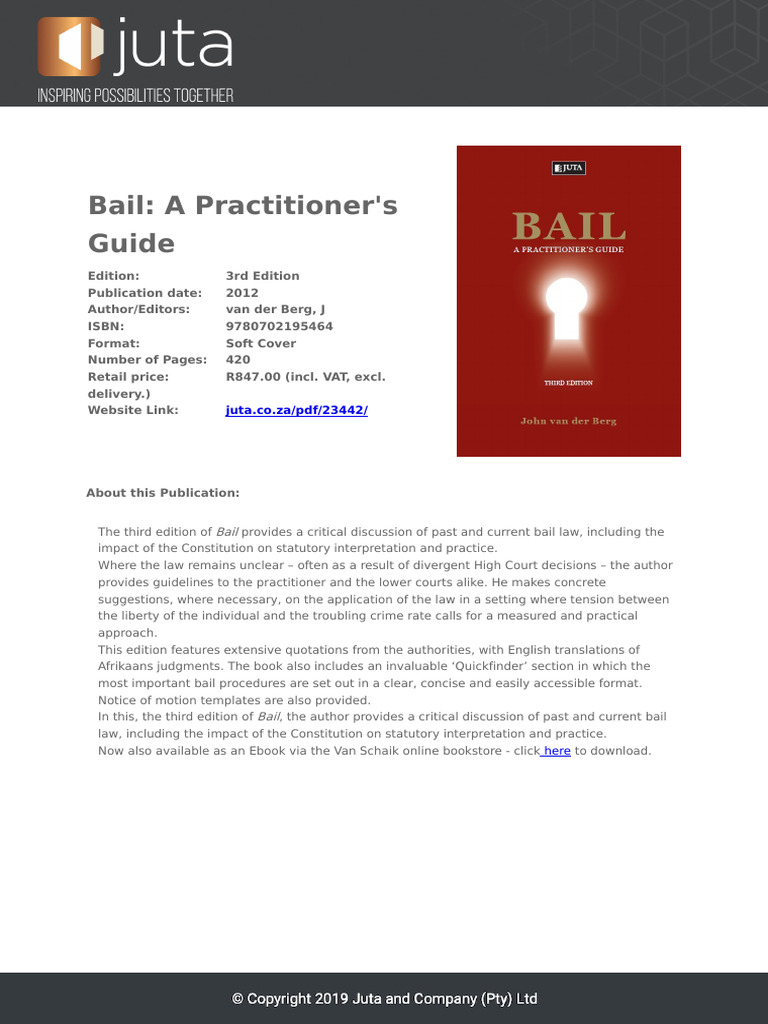 Bail: A Practitioner's Guide: Juta - Co.za/pdf/23442 | PDF | Bail ...