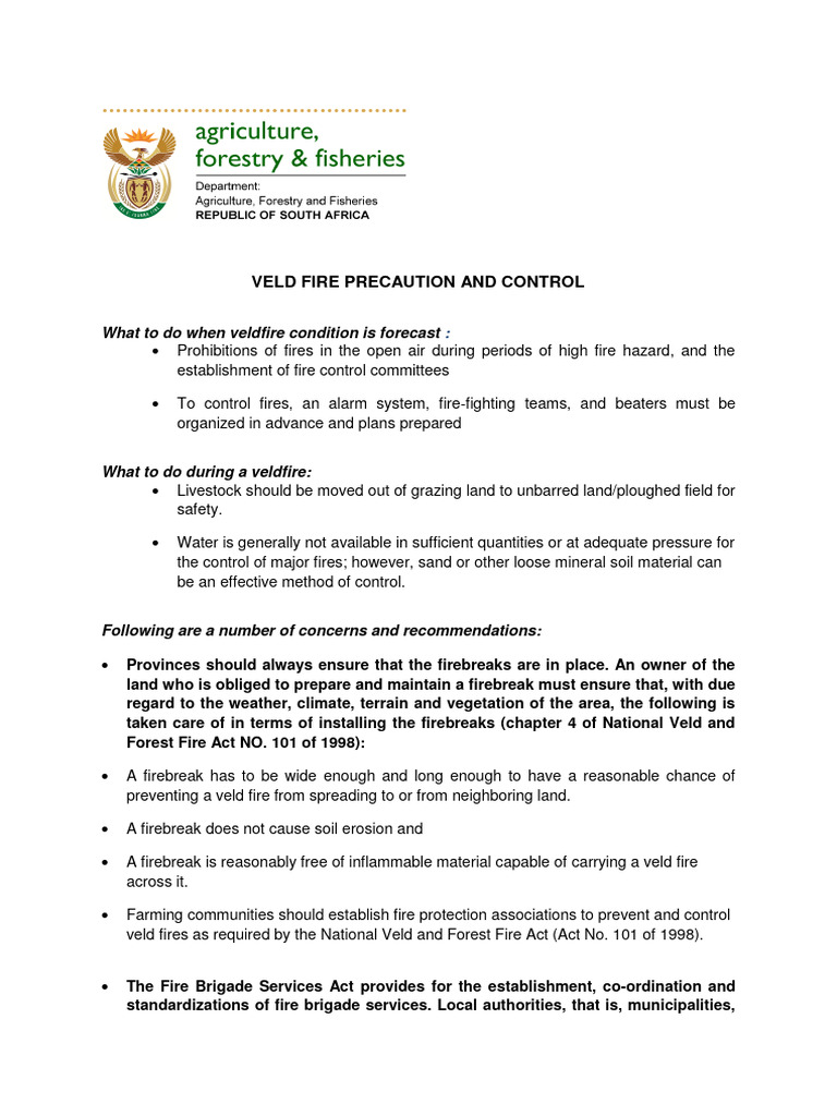 Veld Fire Precaution and Control | PDF | Wildfire | Emergency Management