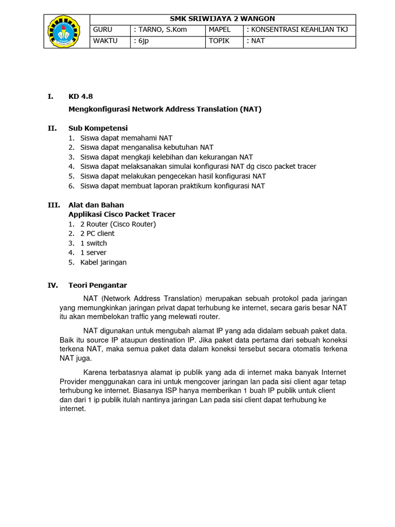 Modul Praktek Konfigurasi Nat | PDF | Komputer
