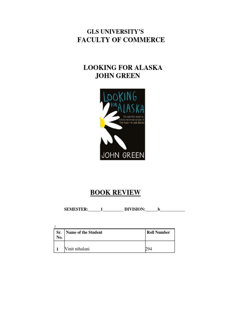 Book Review: Looking for Alaska | PDF | Mystery, Thriller & Crime Fiction