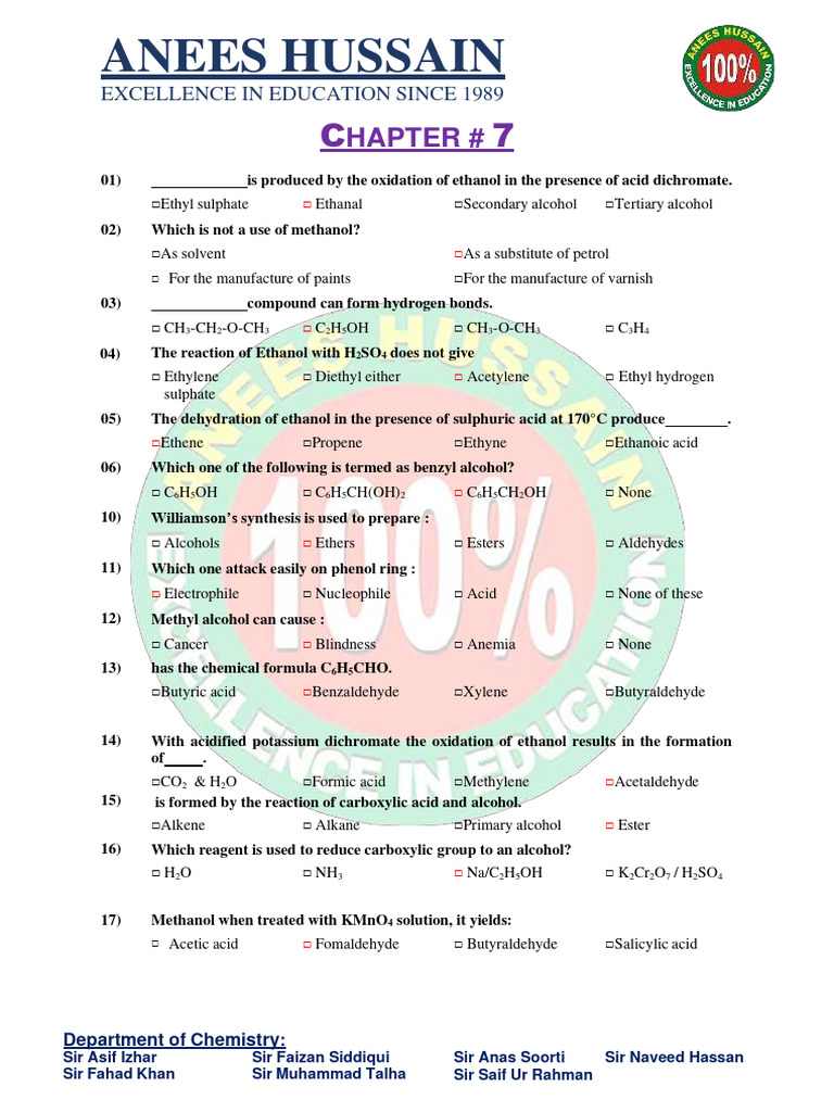 Xii Chem Chap 7 | PDF | Ethanol | Ester