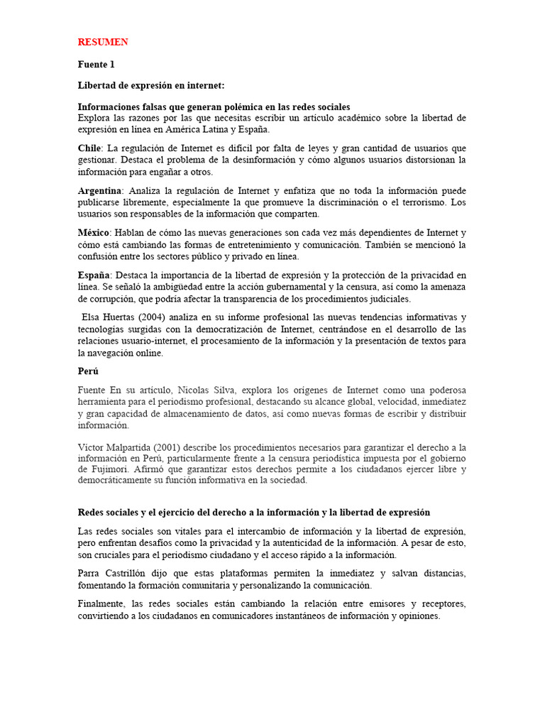 Resumen de Los Parrafos Final | PDF | Internet | Libertad de expresión