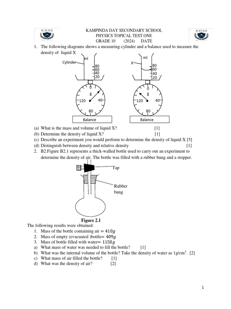 Ph10 Test 3 Pdf Density Volume