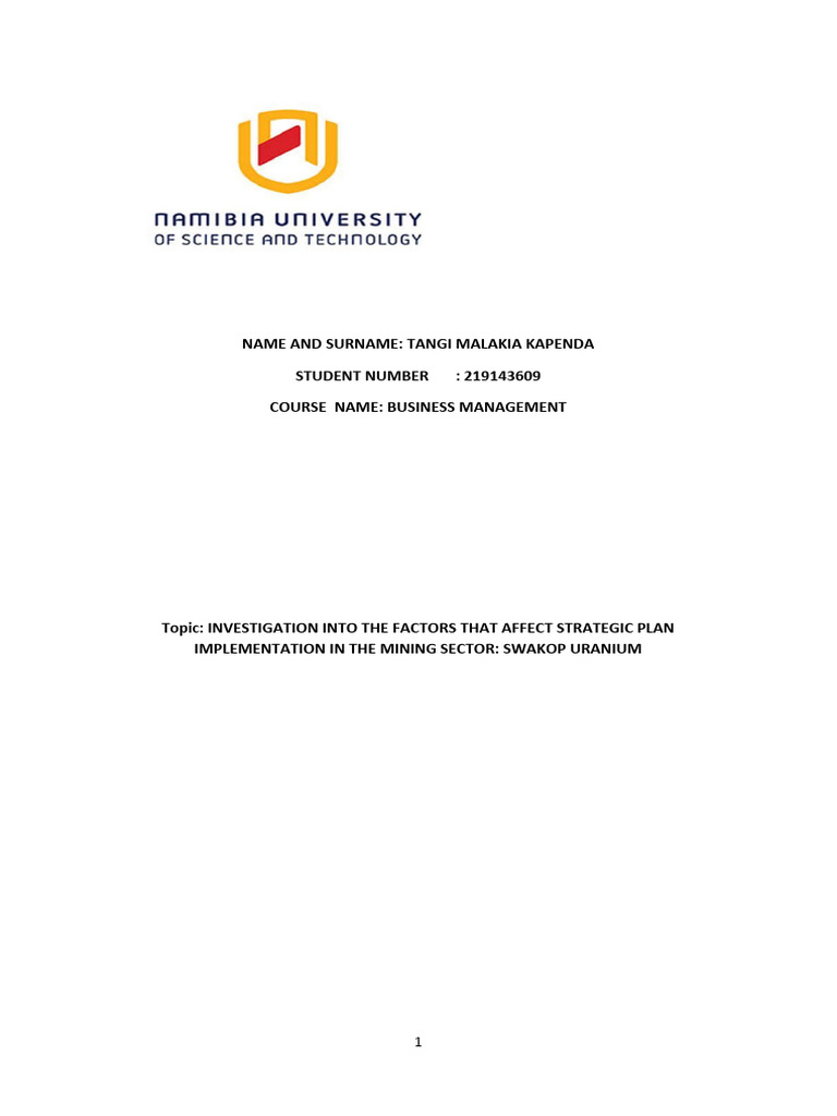 MINI THESIS Tangi | PDF | Methodology | Strategic Management