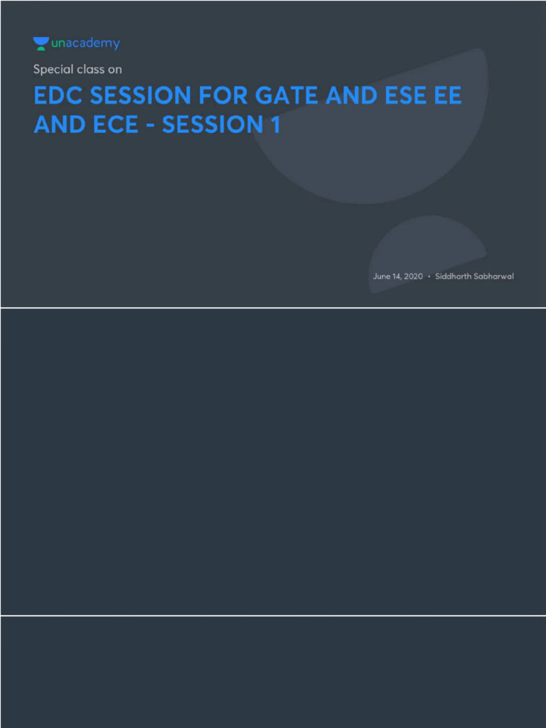 EDC SESSION FOR GATE AND ESE EE AND ECE SESSION 1 No Anno | PDF