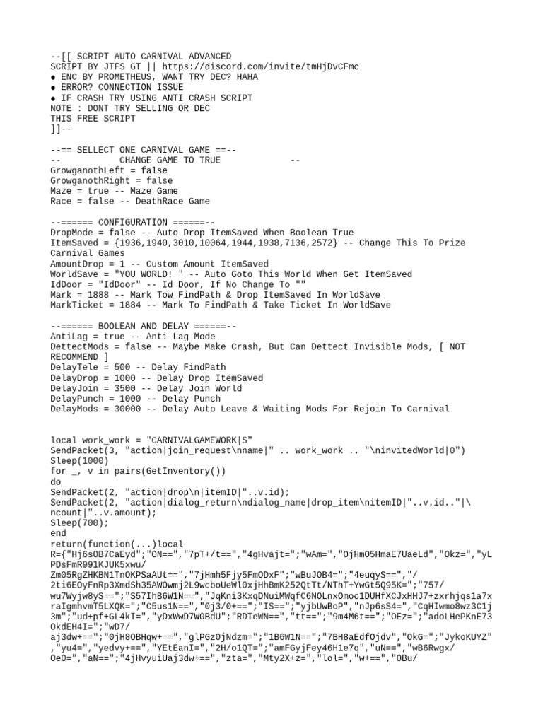 Auto Carnival Advanced - Lua | PDF
