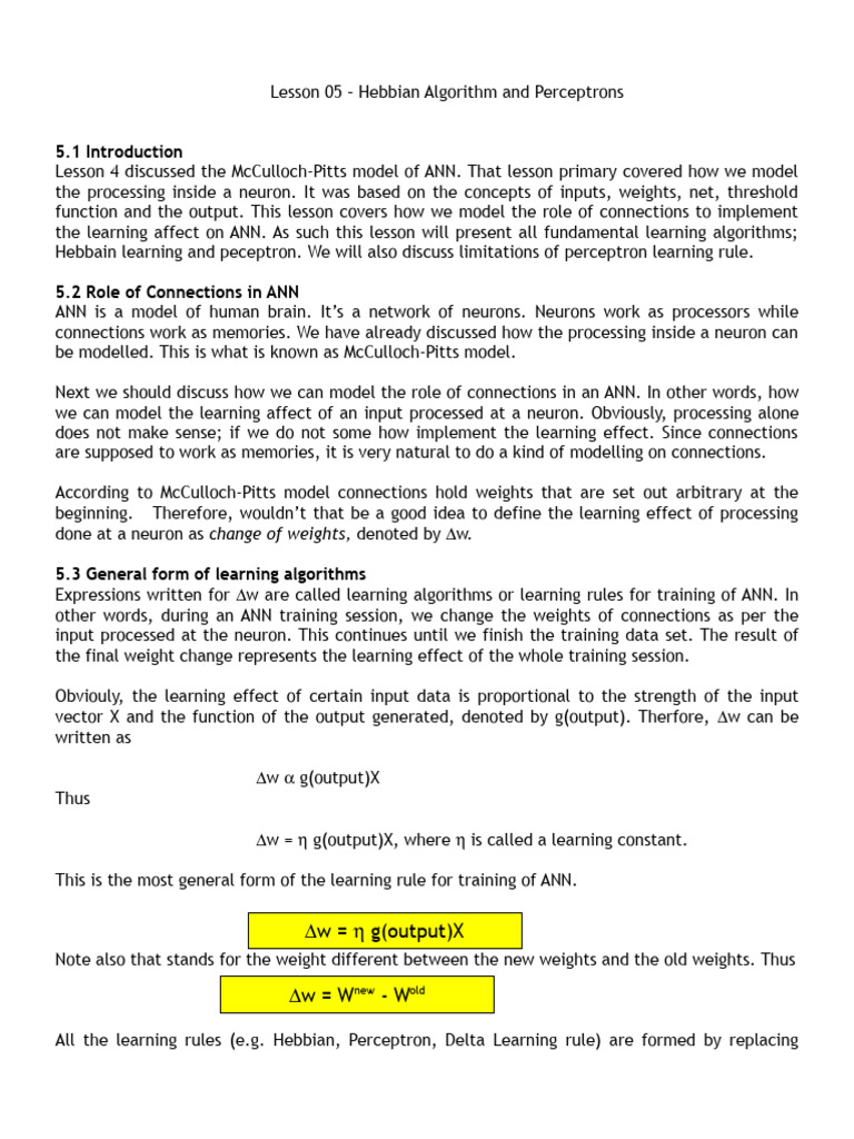 8 Lesson 05 | PDF | Machine Learning | Computational Neuroscience