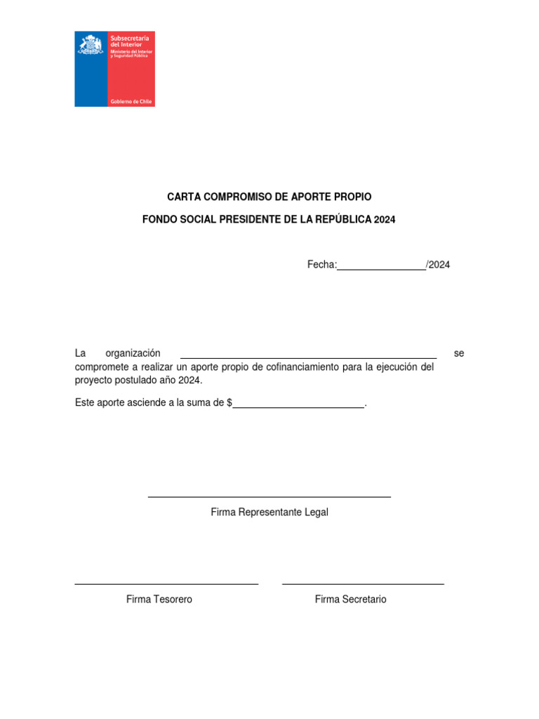 Anexo N°8 Carta Aporte Propio Tipo1 | PDF