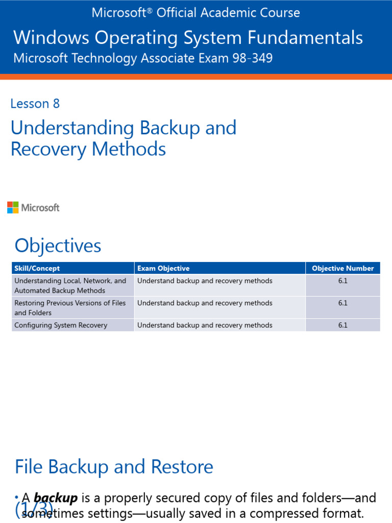 98-349 2E Lesson 8 Slides | PDF | Backup | Computer File