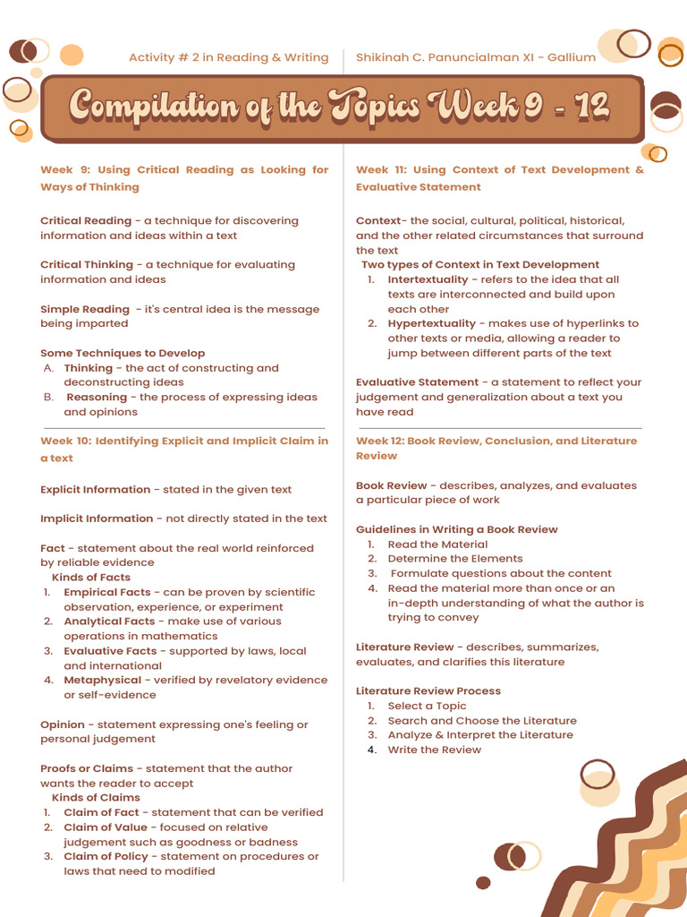 Critical Reading and Writing Techniques | PDF | Thought | Information