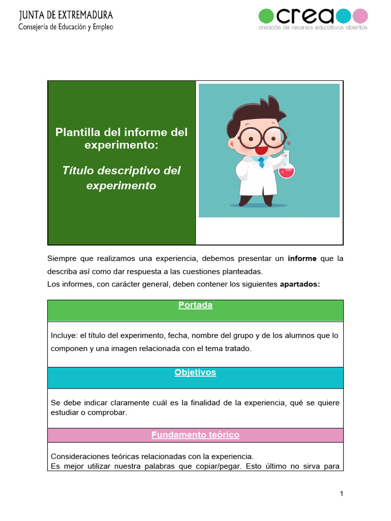 Plantilla_ Informe de Un Experimento | PDF