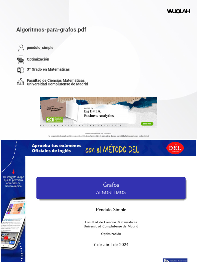 Algoritmos para Grafos | PDF | Teoría de grafos | Algoritmos