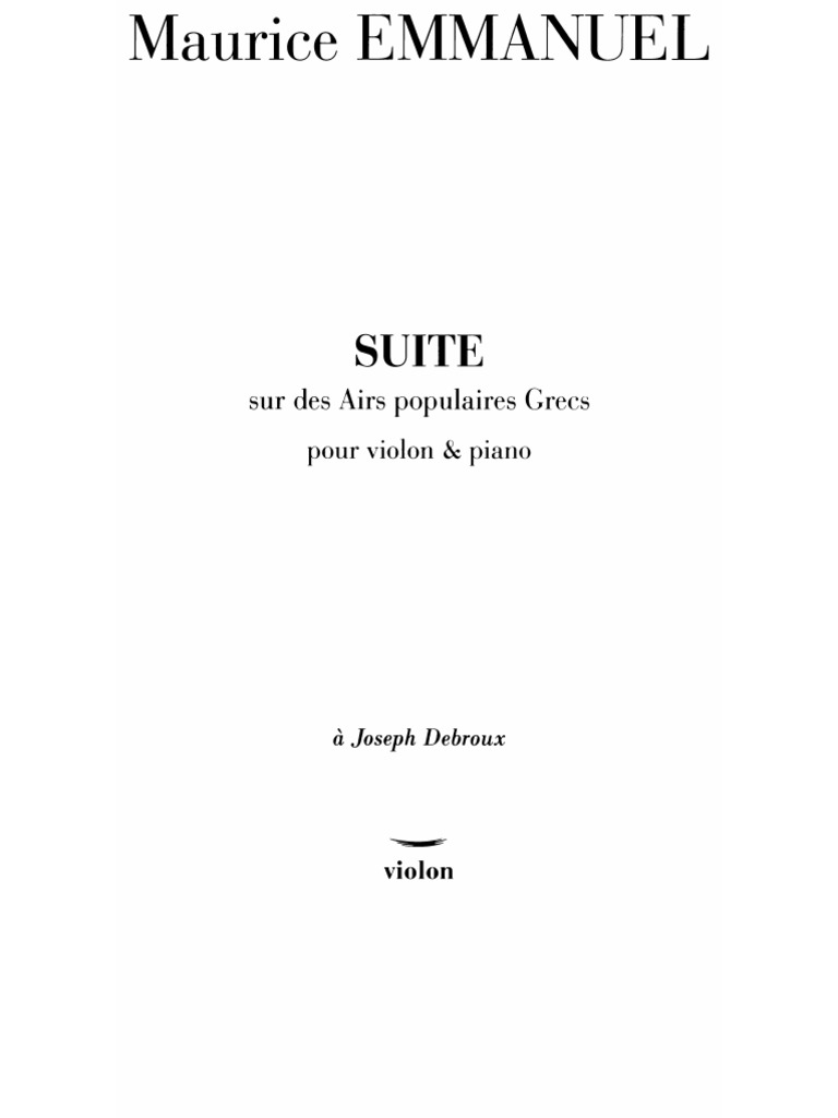 Maurice Emmanuel - Suite - Violin | PDF