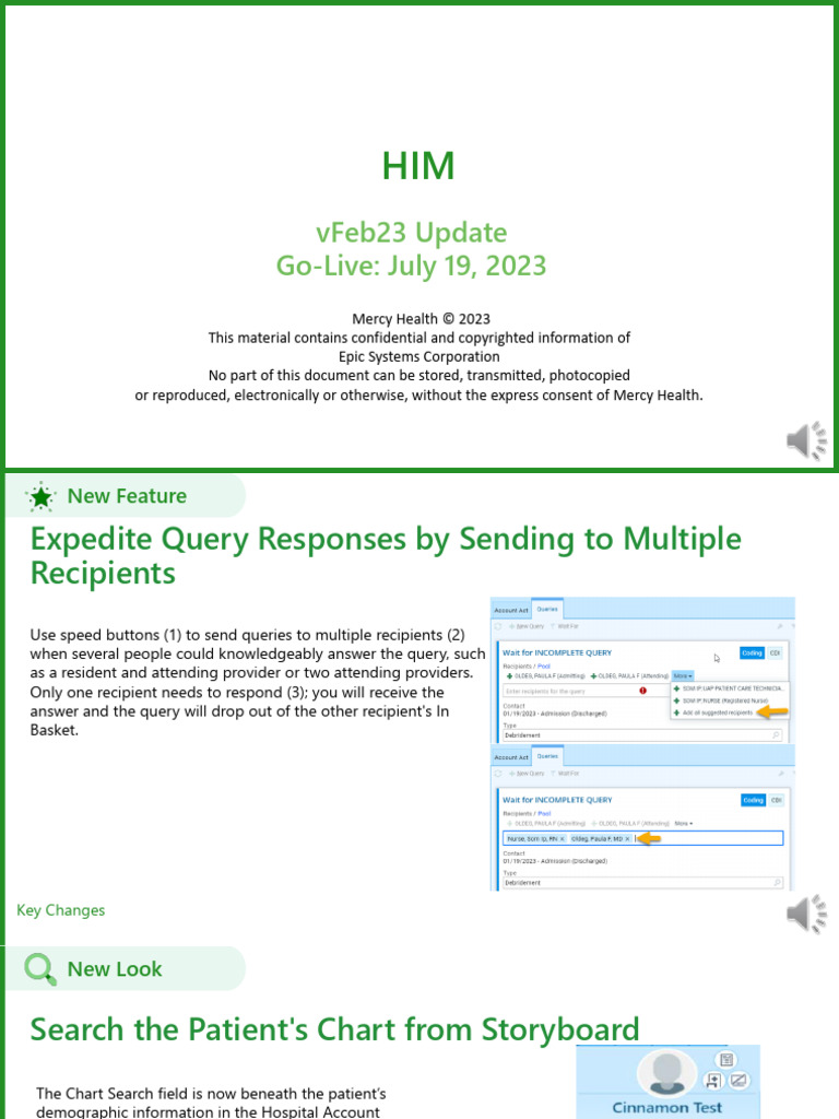 HIM Update Training Slides VFeb23 | PDF | Medical Record | Patient