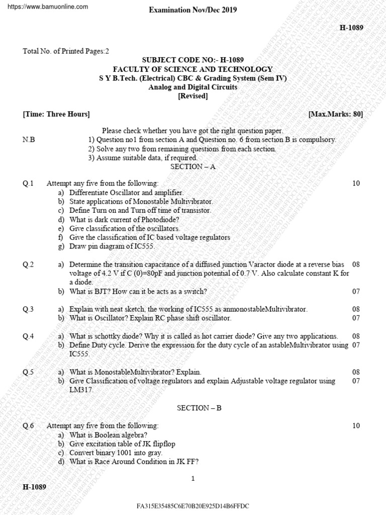 Btech Electrical 4 Sem | PDF