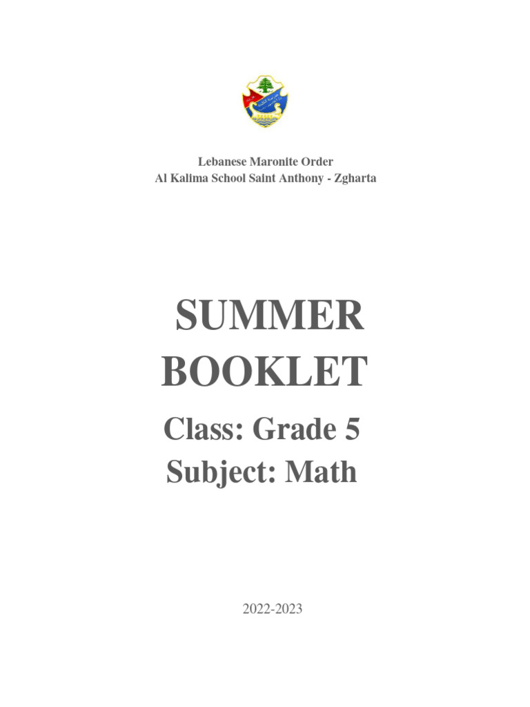 Grade 5 Math Summer Work | PDF | Circle | Litre