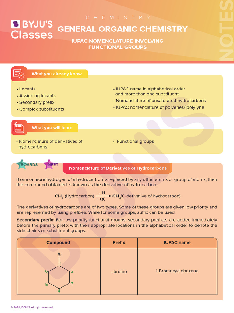 4-IUPAC Nomenclature Involving Functional Groups | PDF | Functional Group | Amine