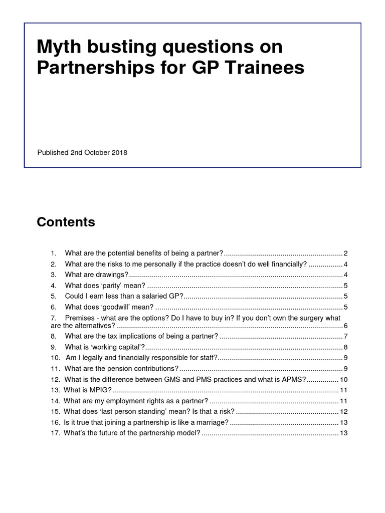 Myth Busting Questions On Partnerships | PDF | General Practitioner ...