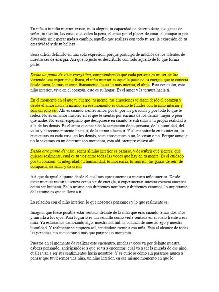 Tu Niña o Tu Niño Interior Existe | PDF | Amor