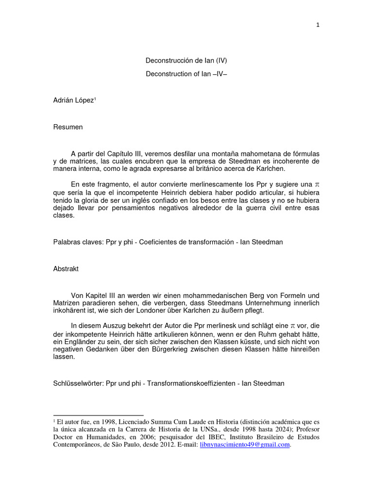 Deconstruction of Ian - IV - Deconstrucción de Ian (IV) | PDF ...