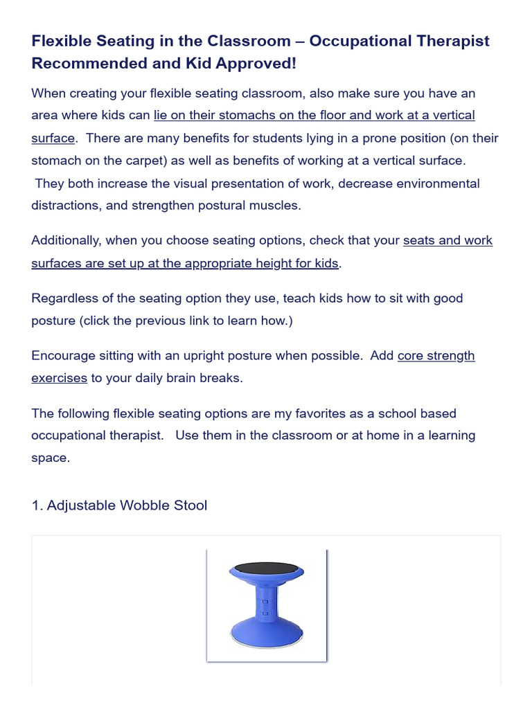 Best Flexible Seating for the Classroom - OT & Kid Approved - 4 | PDF