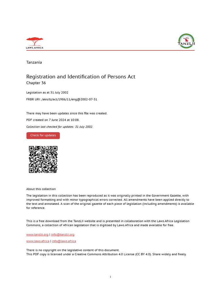 Registration and Identification of Persons Act | PDF | Identity ...