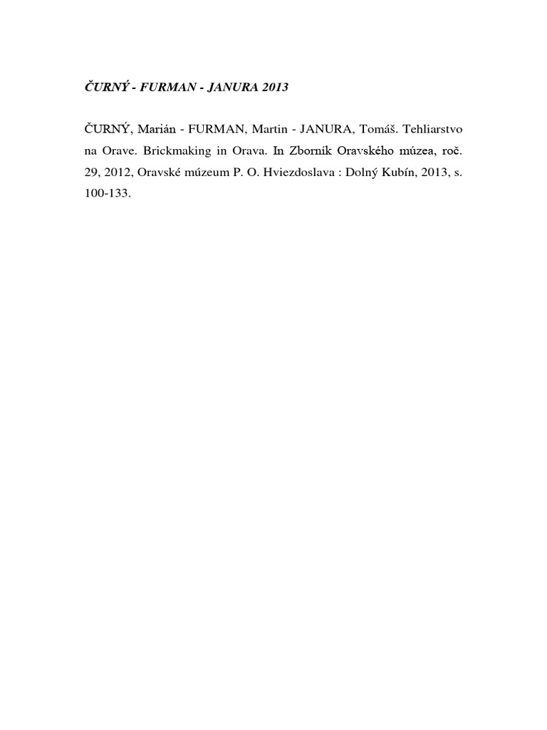 Curny Furman Janura Tehliarstvo Na Orave | PDF