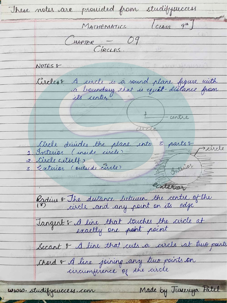 Class 9th - Chapter 9 (Circle) | PDF