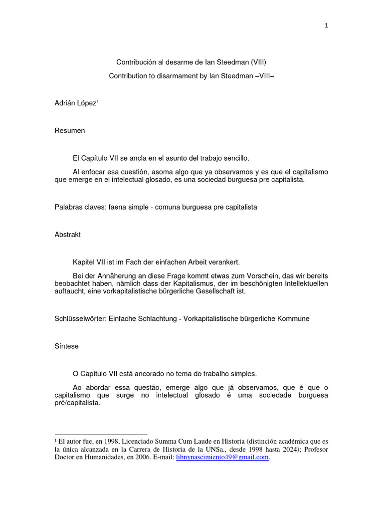 Contribution To Disarmament by Ian Steedman - VIII - Contribución Al ...