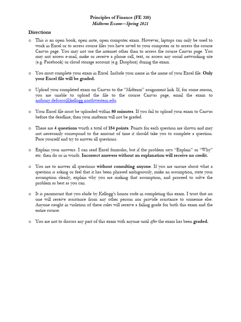 Finance Midterm Exam Guidelines 2021 | PDF | Annual Percentage Rate | Interest