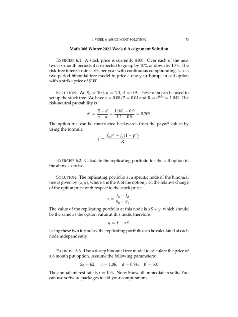 Math 366 Winter 2021 Week 6 Assignment Solution | PDF | Option (Finance ... Math 366 Winter 2021 Week 6 Assignment Solution | PDF | Option (Finance ...